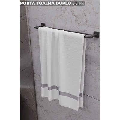 Porta Toalha Duplo de Inox Linha Eterna Onix Italy Line
